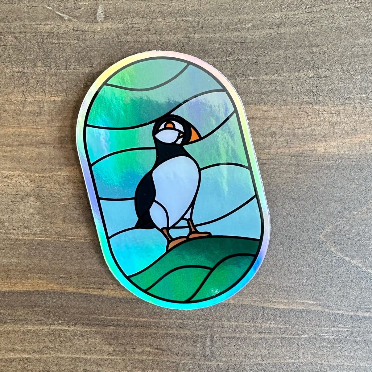 Holographic Puffin Sticker – Amber Share Design